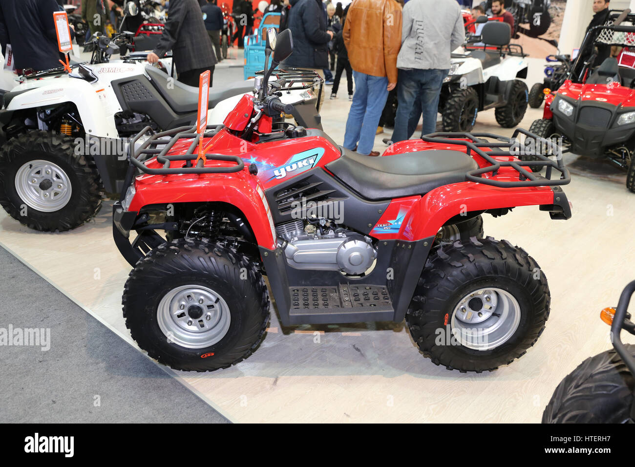 ISTANBUL, TURKEY - FEBRUARY 25, 2017: Yuki Tract 250 on display at ...