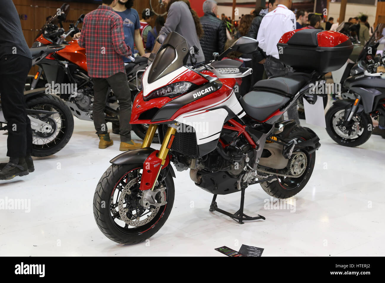 ISTANBUL, TURKEY - FEBRUARY 25, 2017: Ducati motorcycle on display at ...