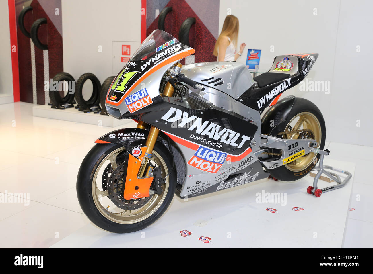 ISTANBUL, TURKEY - FEBRUARY 25, 2017: A racing motorcycle on display at ...