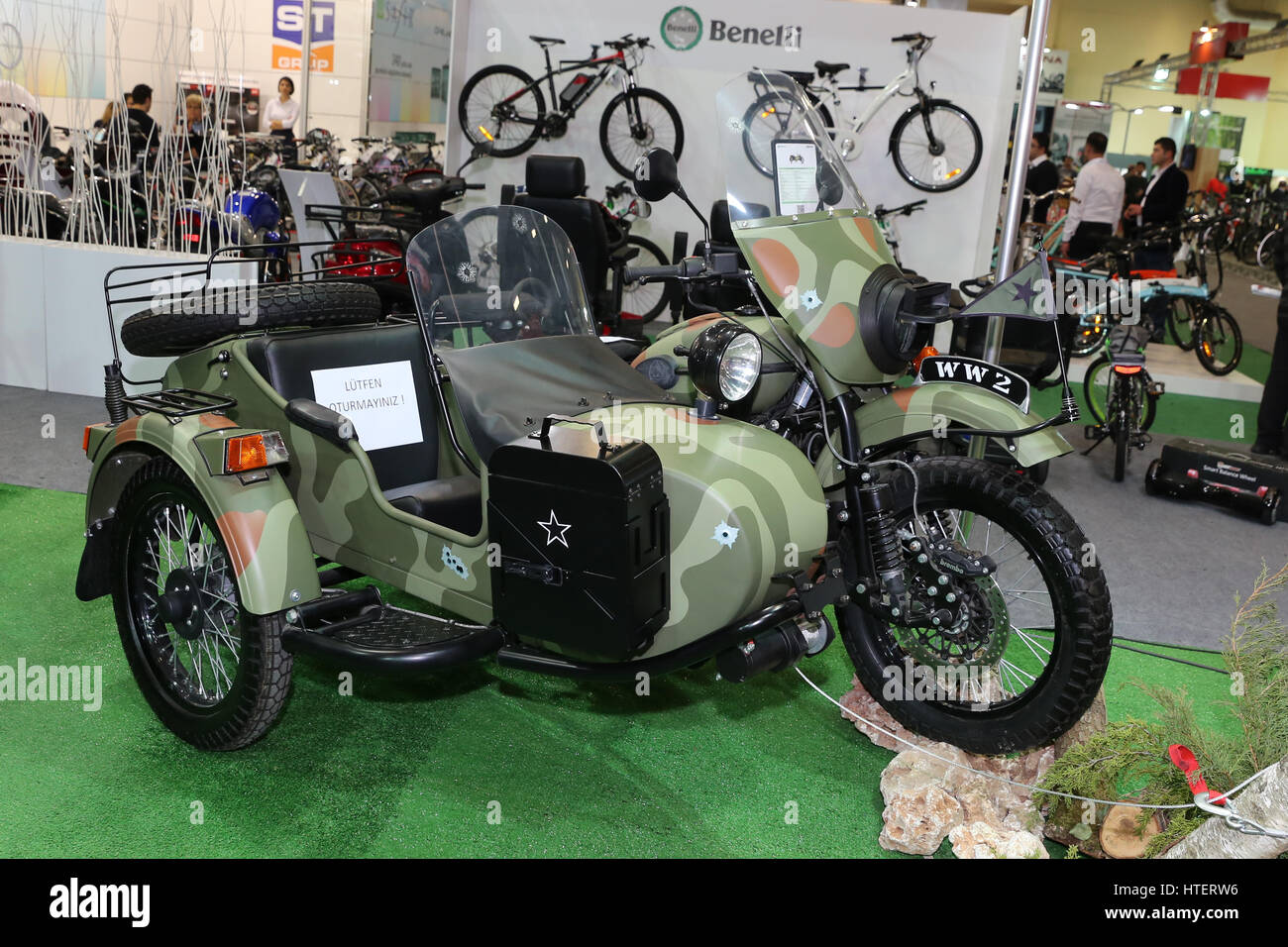 ISTANBUL, TURKEY - FEBRUARY 25, 2017: Ural Ranger motorcycle on display ...