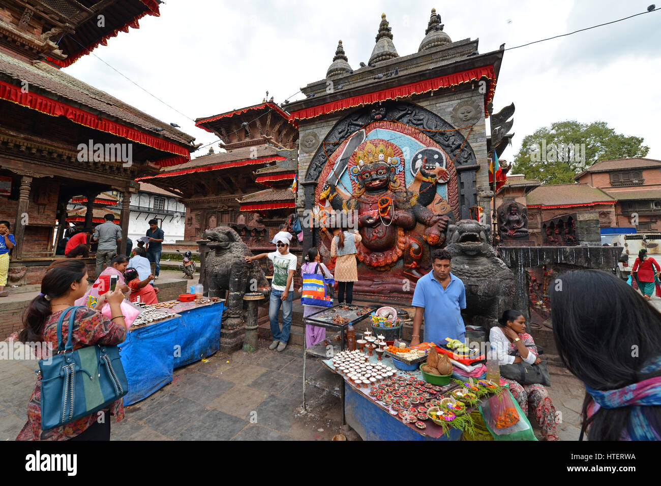 KATHMANDU, NEPAL - OCTOBER 11: Hindu people celebrating the first day ...