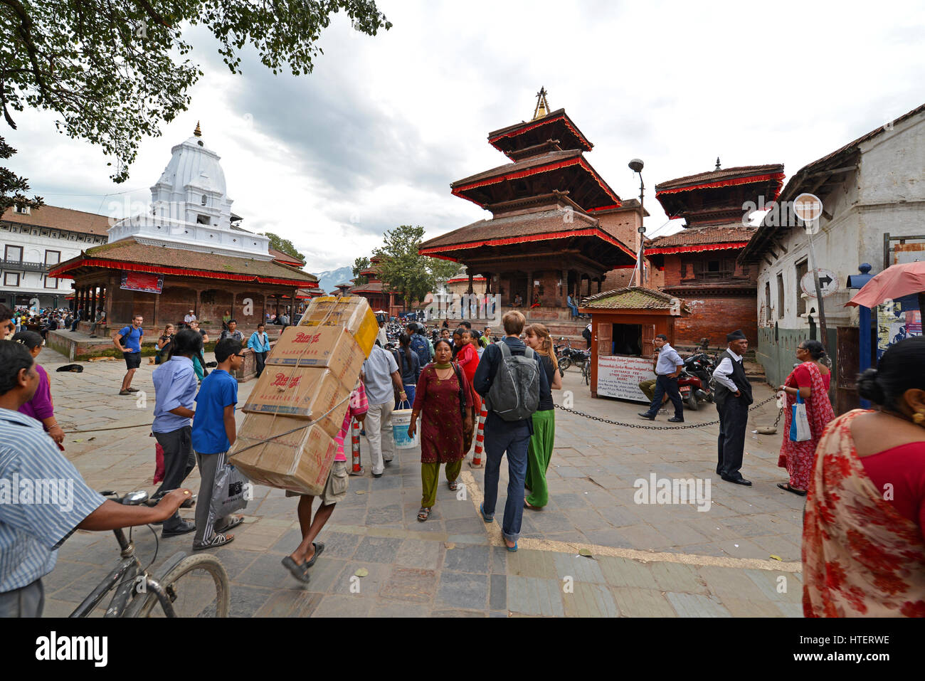 KATHMANDU, NEPAL- SEPTEMBBER 28: Crowd of local Nepalese people on the ...