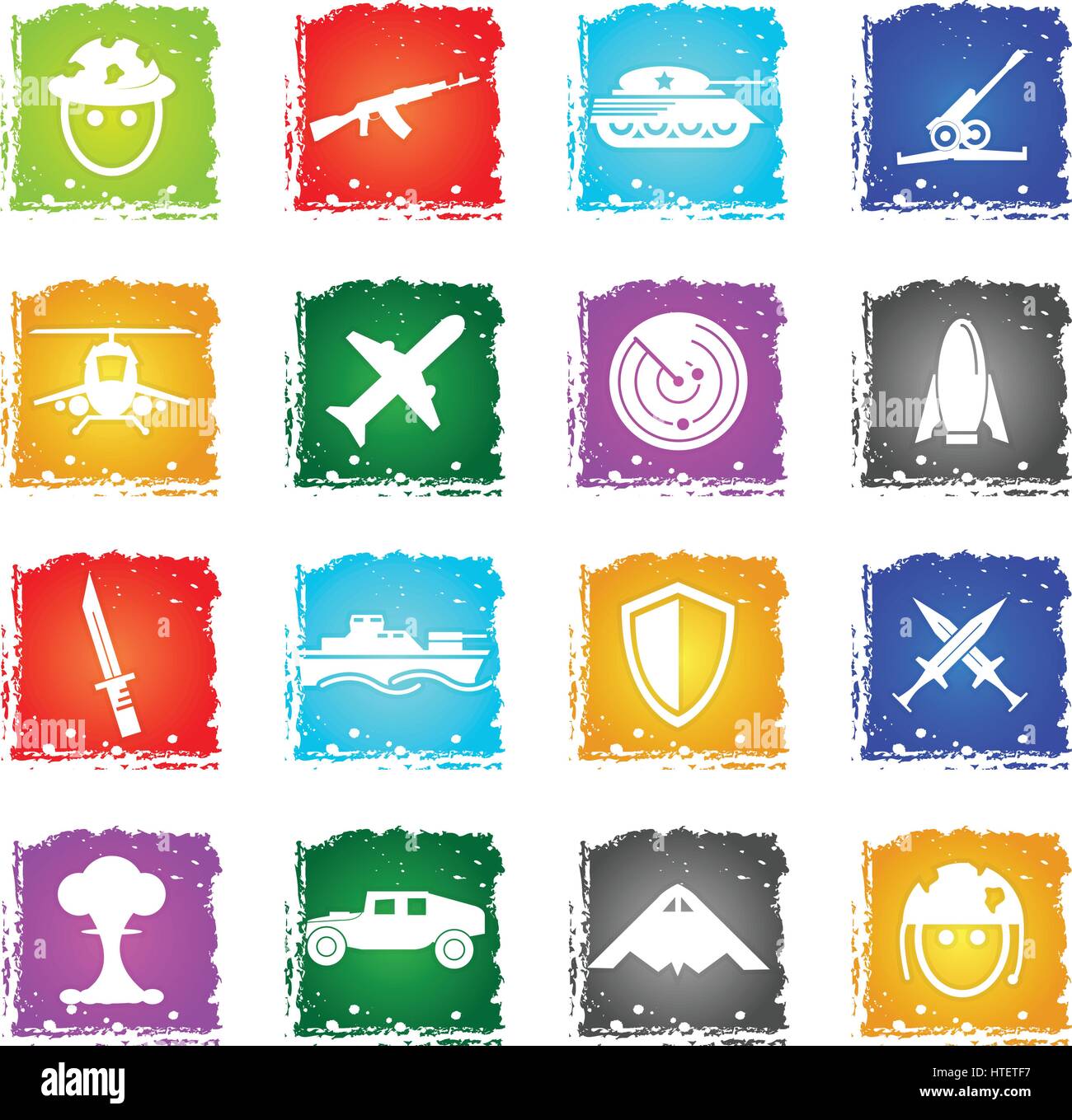 war symbols vector web icons in grunge style for user interface design ...