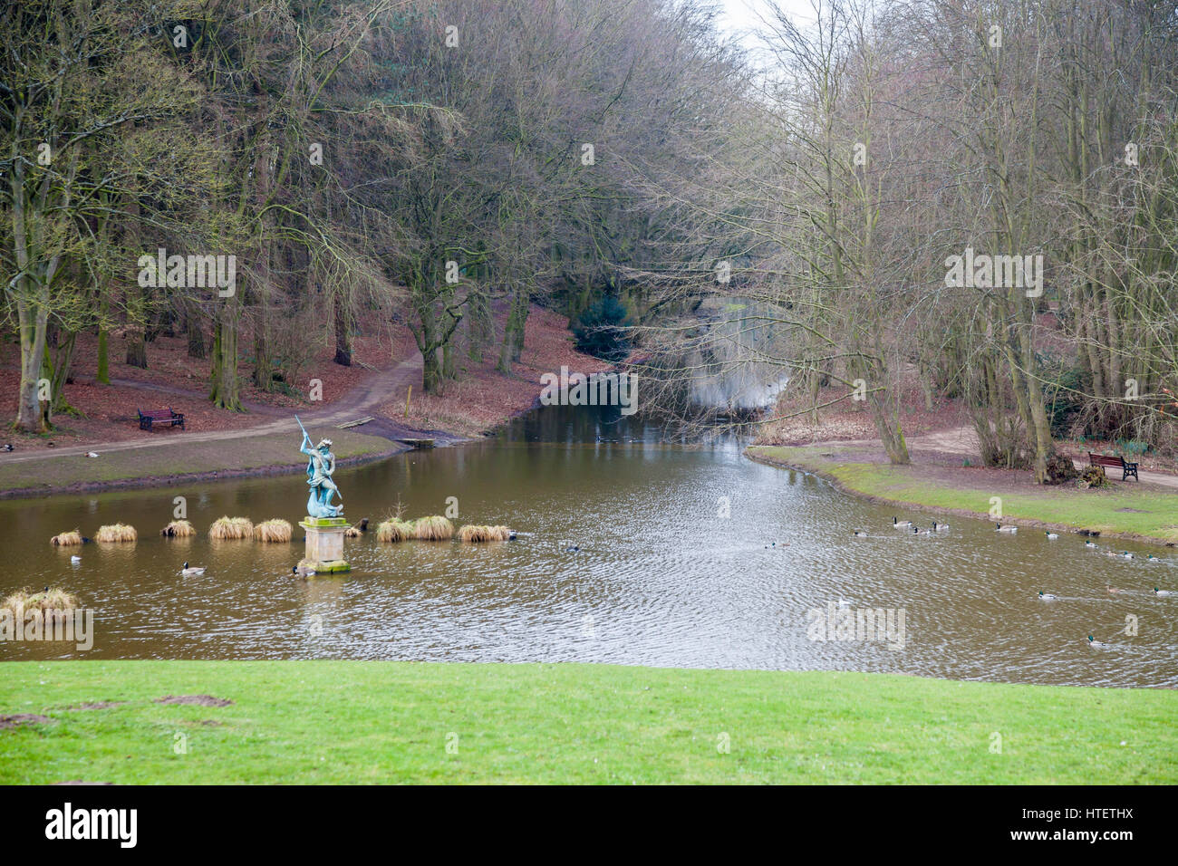 A scenic view of Hardwick Park,Sedgefield featuring the lake and ...