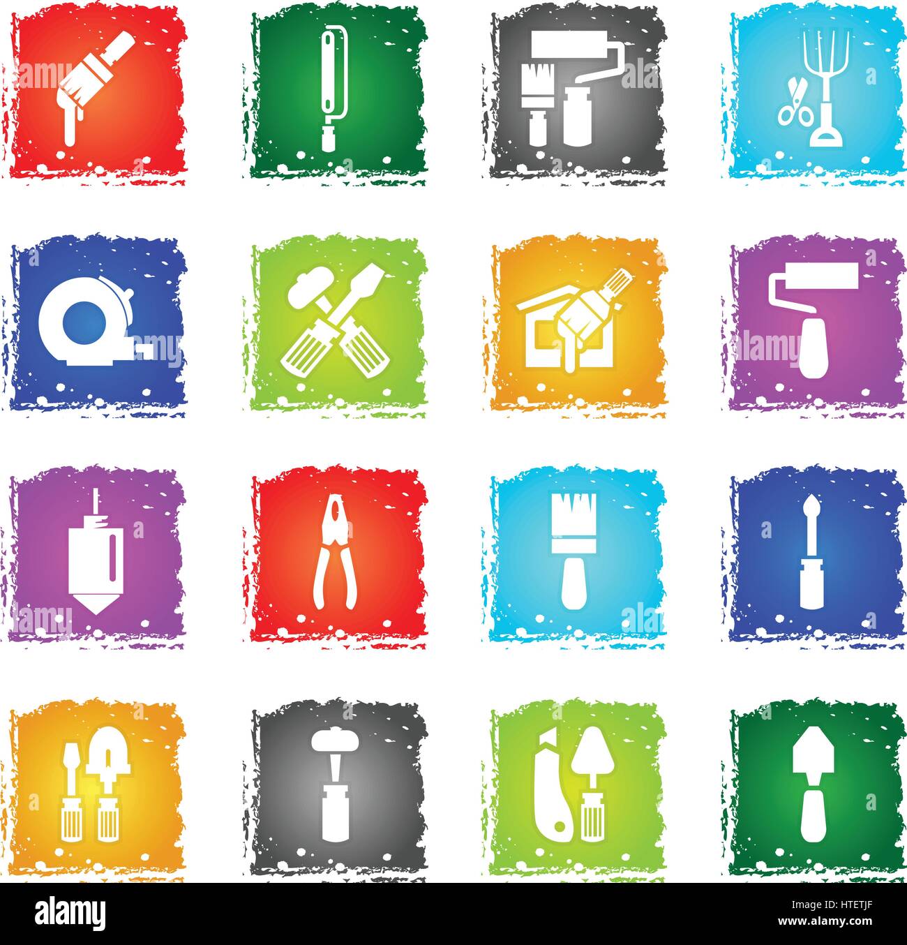 work tools vector web icons in grunge style for user interface design ...