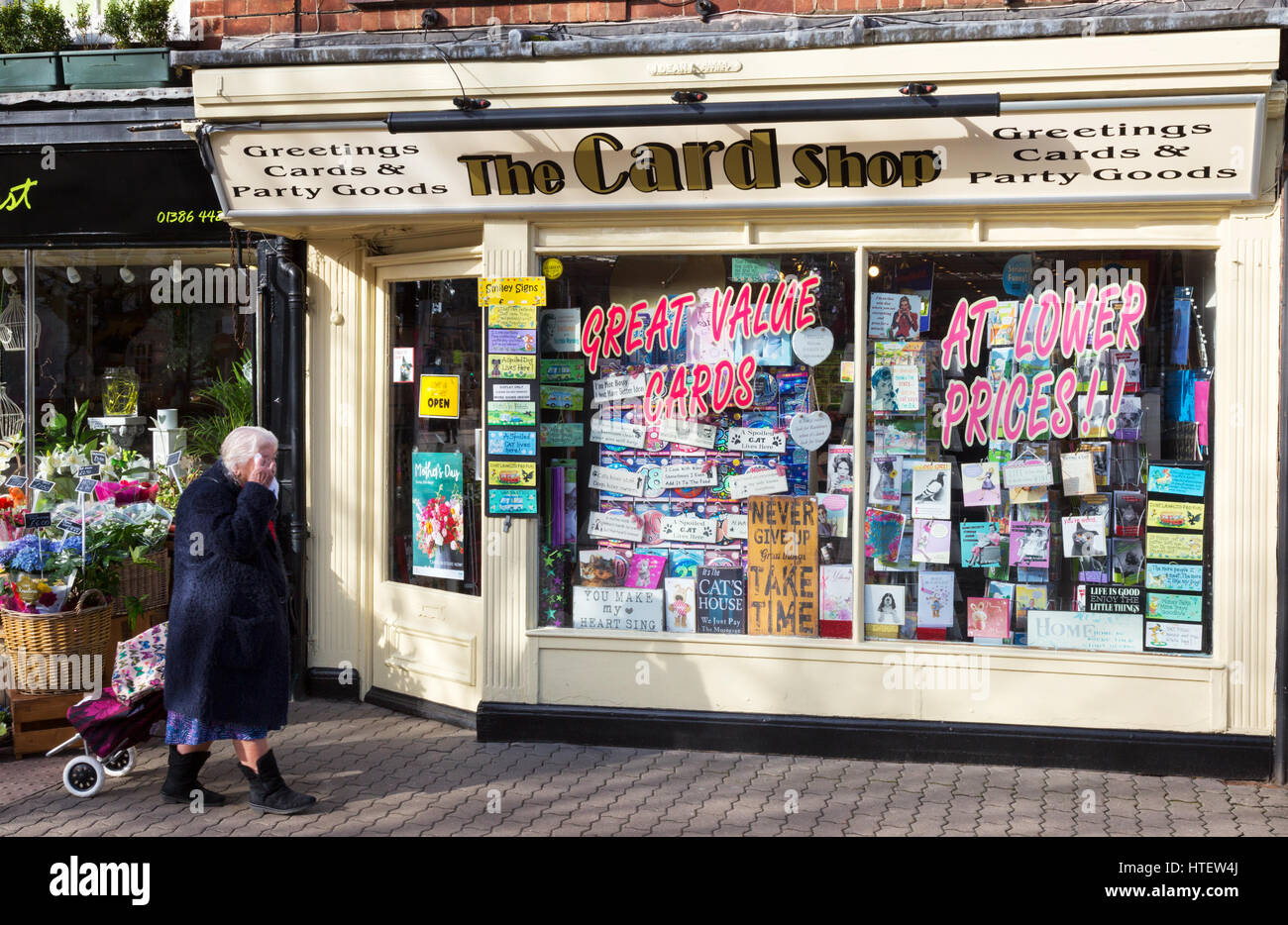 Card Shop, Evesham, Worcestershire England UK Stock Photo - Alamy