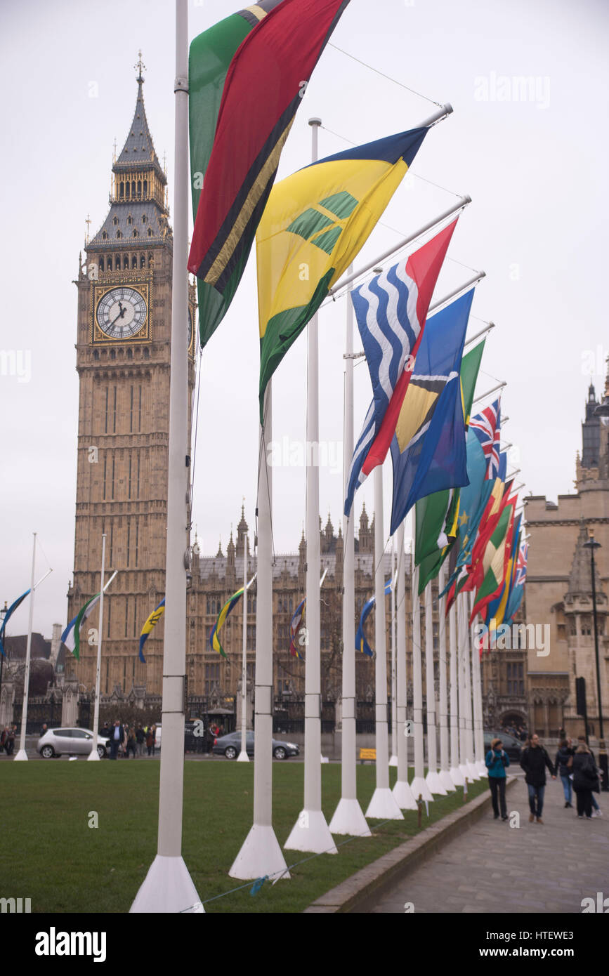 London, UK. 10th Mar, 2017. Flags of the Nation of the Commonwealth ...