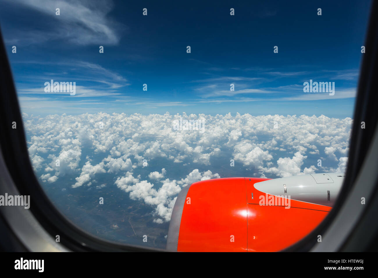 View from a jet plane window high on the blue skies,Airplane windows ...