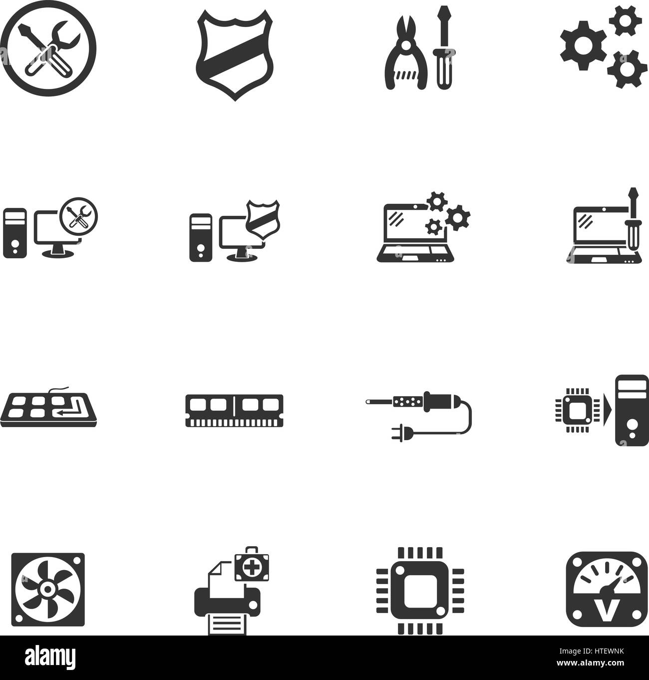 computer repair web icons for user interface design Stock Vector Image ...
