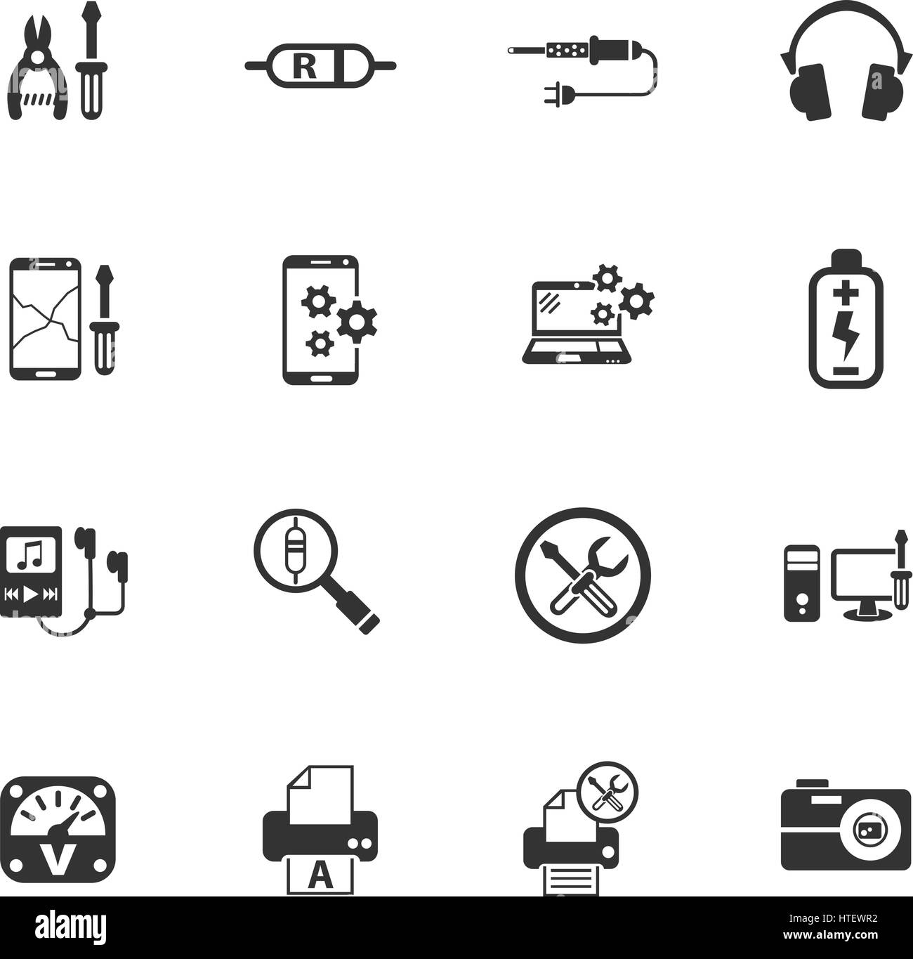 electronics repair web icons for user interface design Stock Vector ...