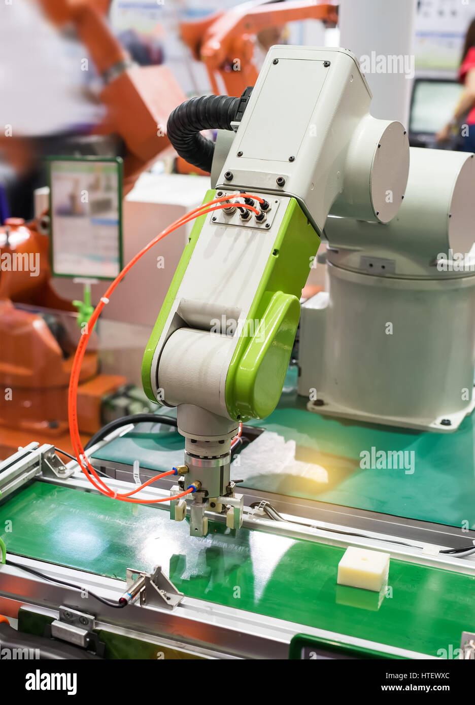 Automatic robot in assembly line working in factory. Smart factory ...