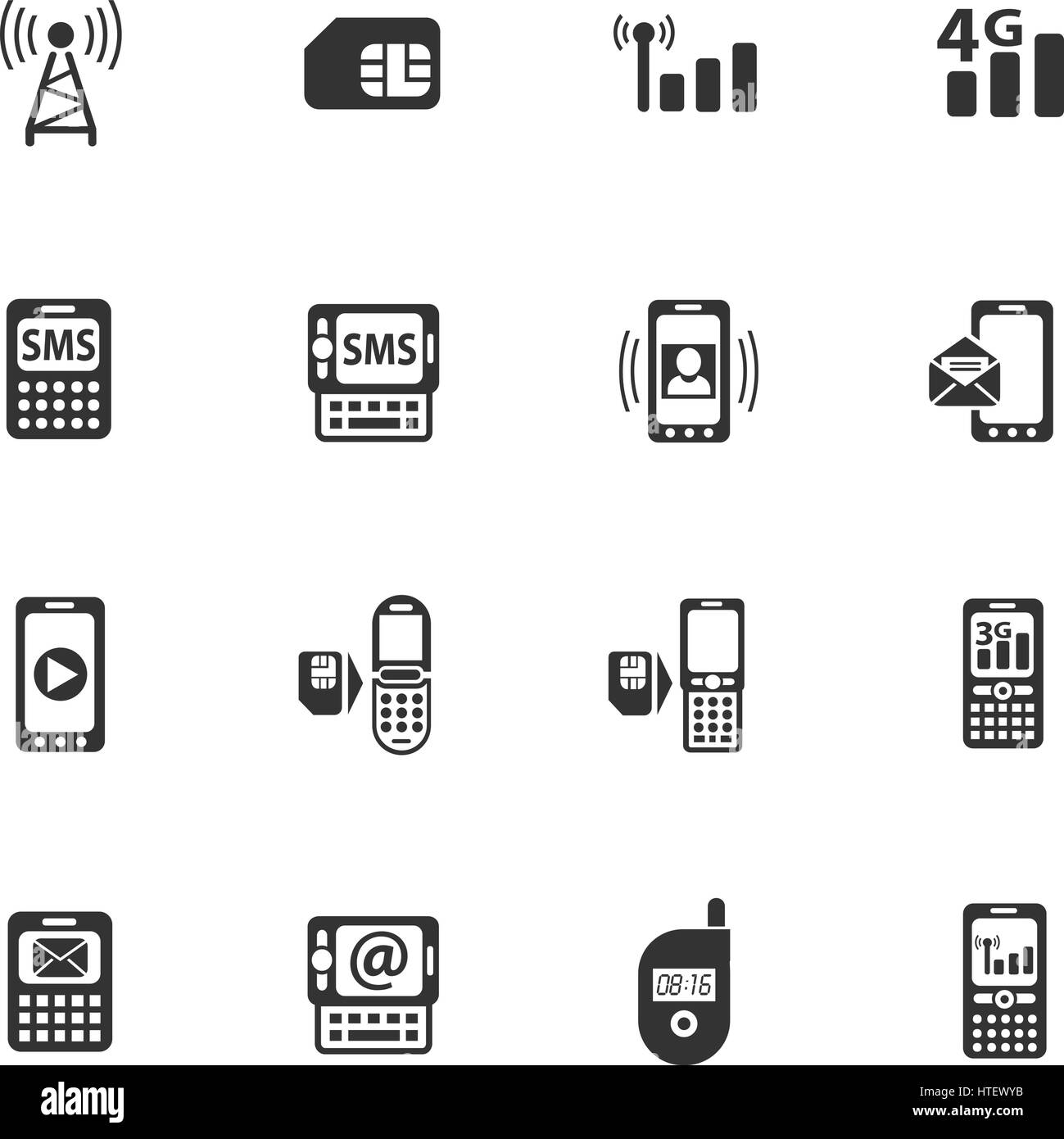 mobile connection web icons for user interface design Stock Vector ...