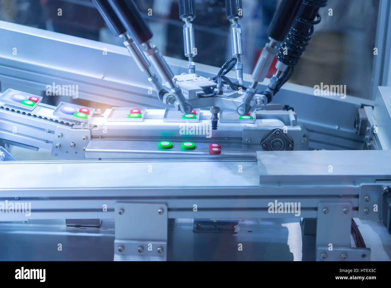 Automatic robot in assembly line working in factory. Smart factory ...