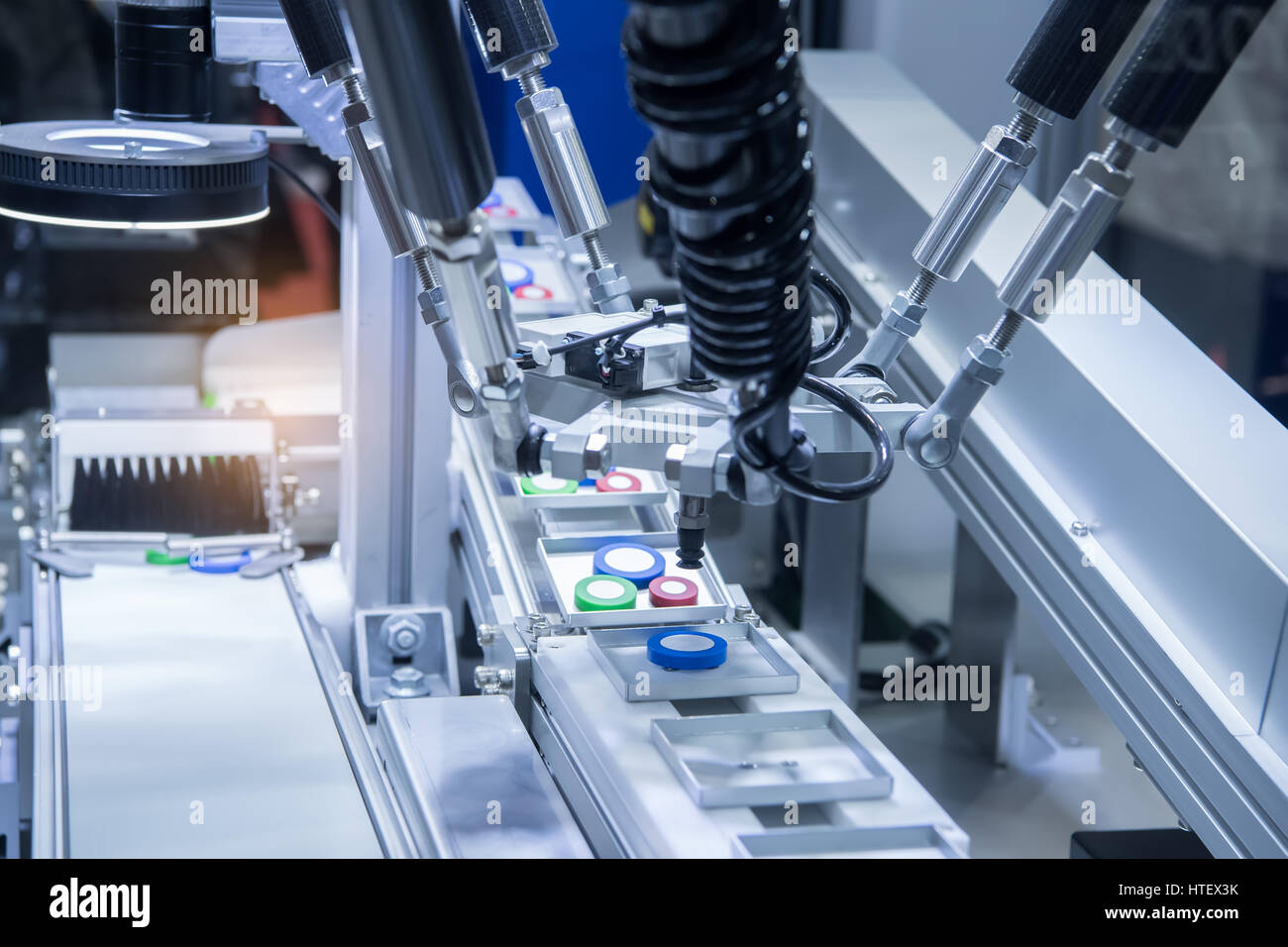 Automatic robot in assembly line working in factory. Smart factory ...