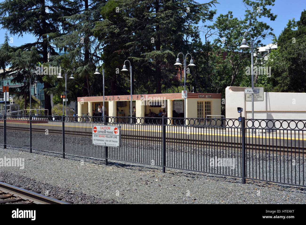 Caltrain station, Palo Alto, California, USA on a June afternoon Stock ...