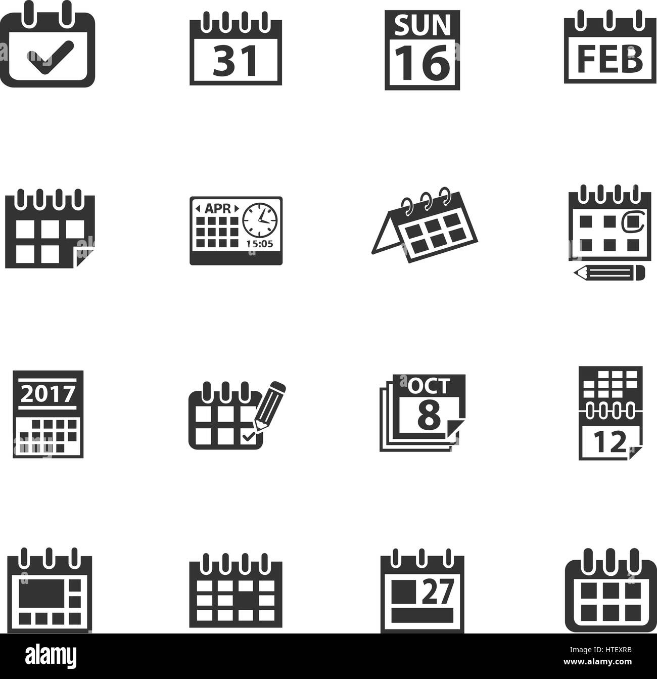 calendar web icons for user interface design Stock Vector Image & Art ...