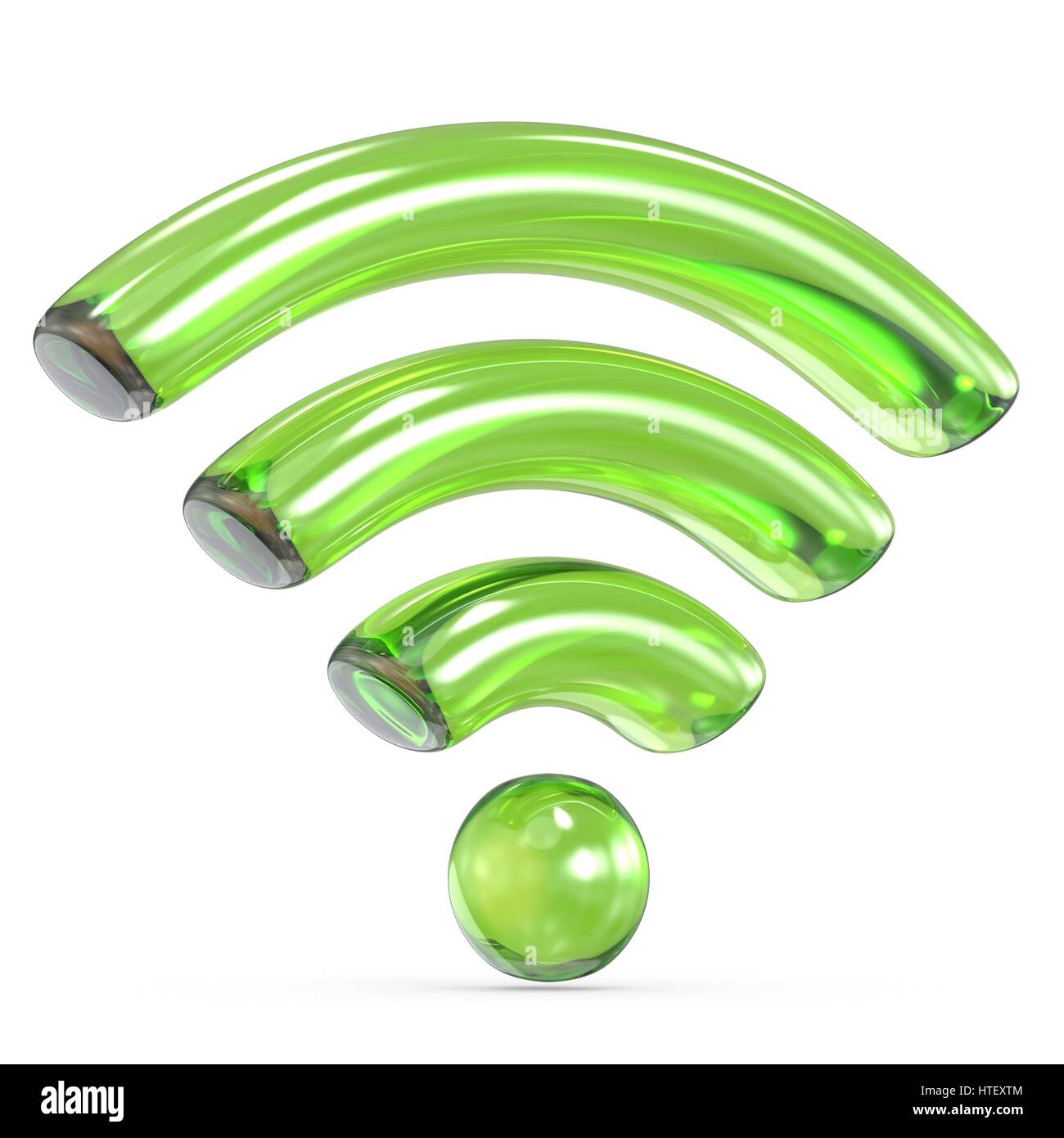 Transparent green WiFi sign 3D render illustration isolated on white ...