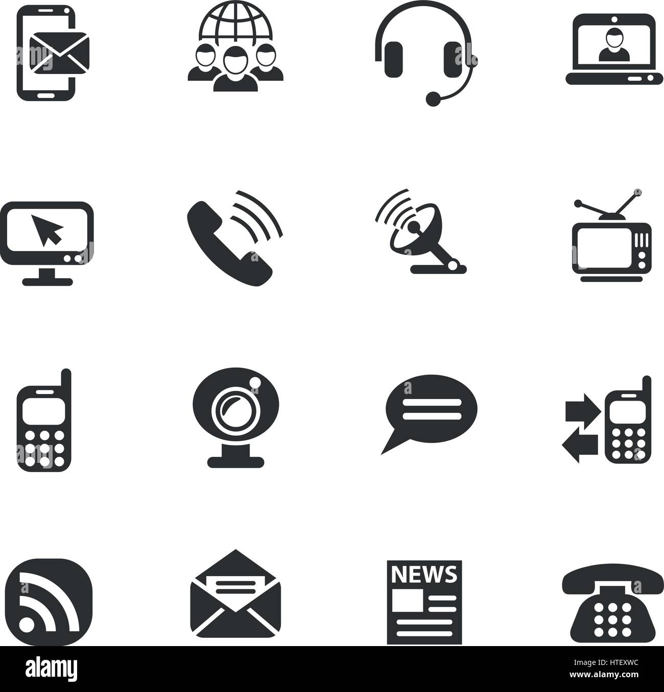 communication web icons for user interface design Stock Vector Image ...