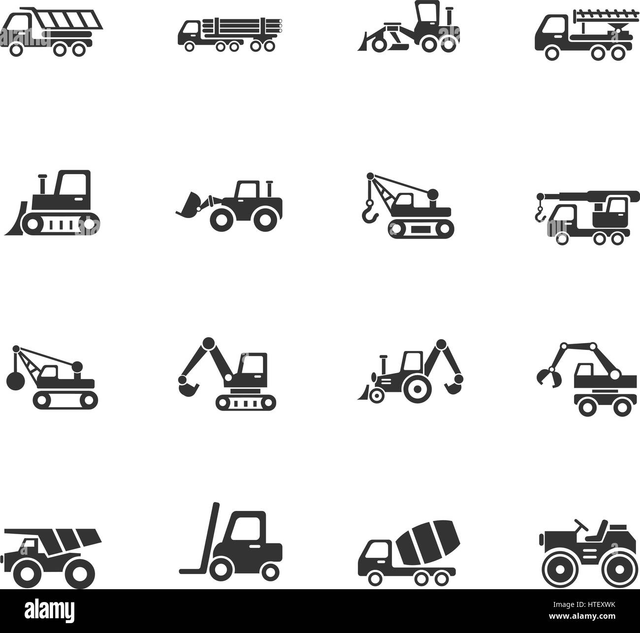 construction machinery web icons for user interface design Stock Vector ...