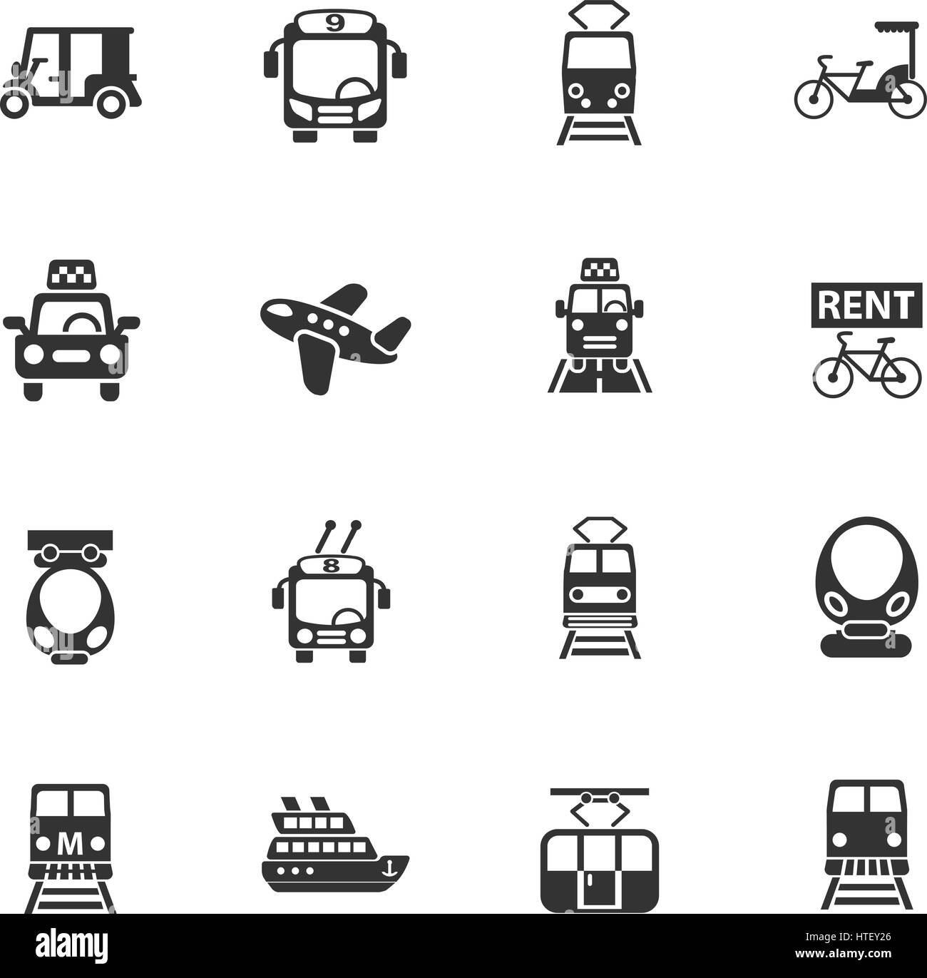 public transport web icons for user interface design Stock Vector Image ...