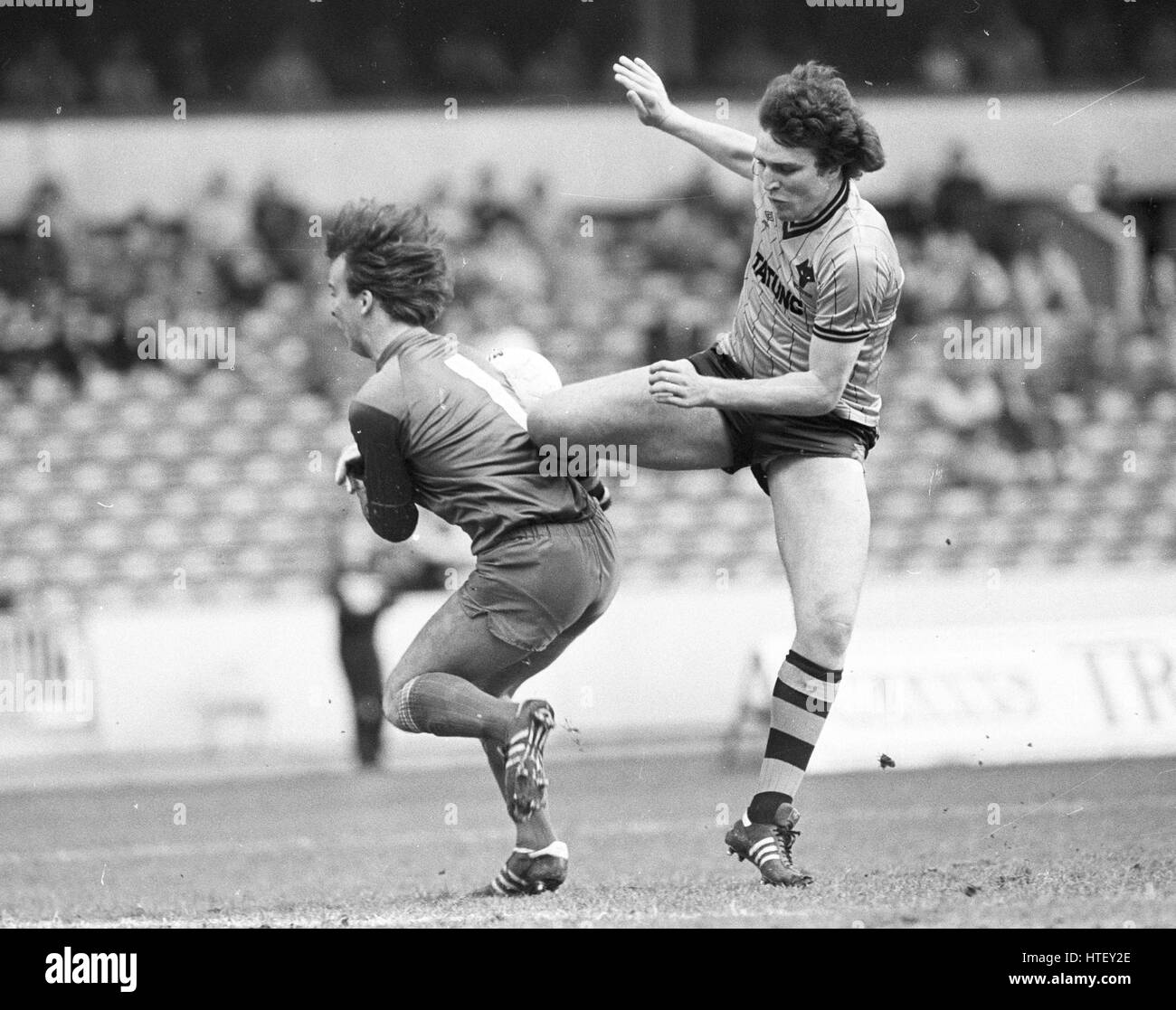 Footballer Ray Hankin and Steve Perks in action Wolverhampton Wanderers ...