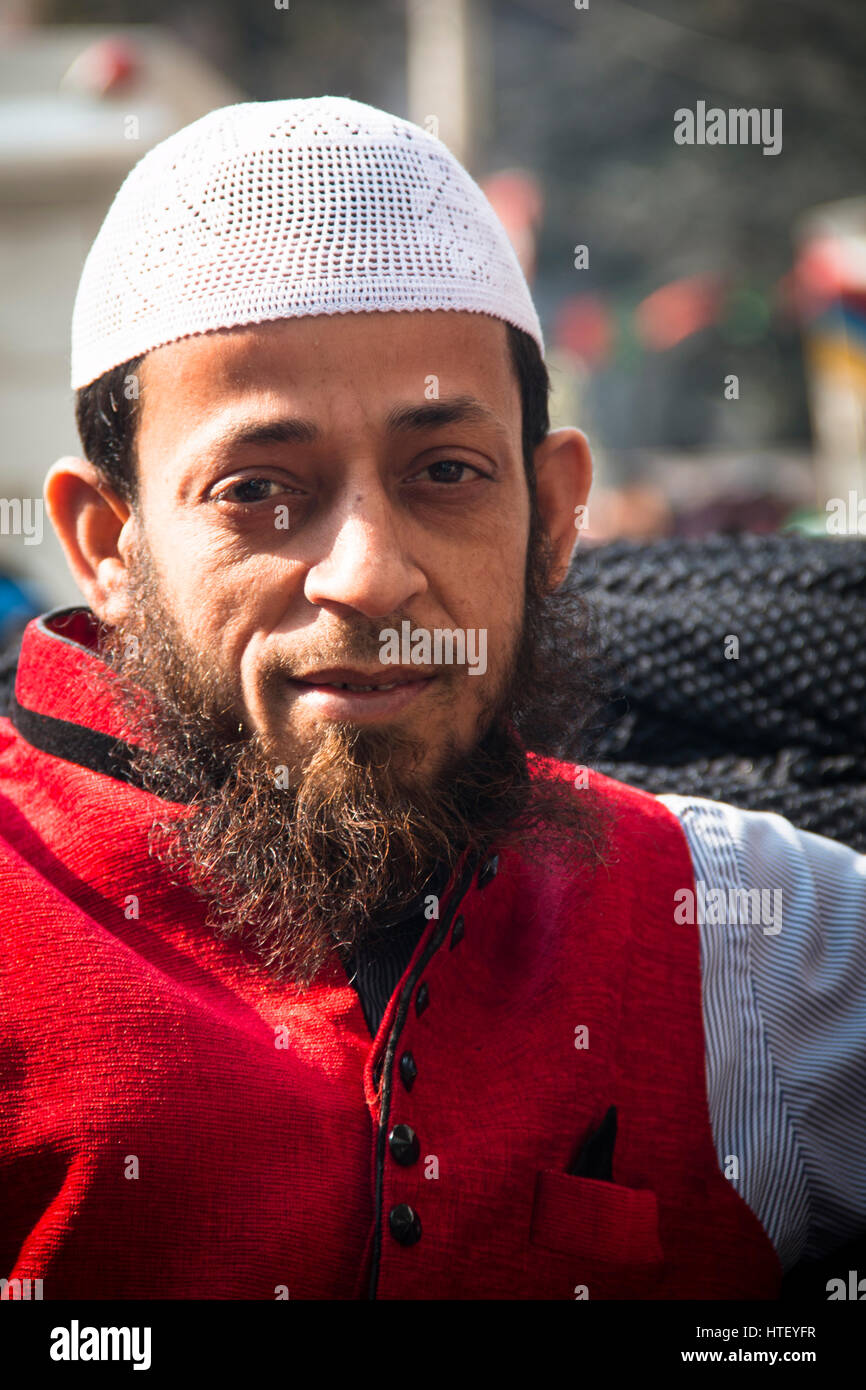 DHAKA, BANGLADESH - FEBRUARY 2017: People in the streets of Dhaka, the ...