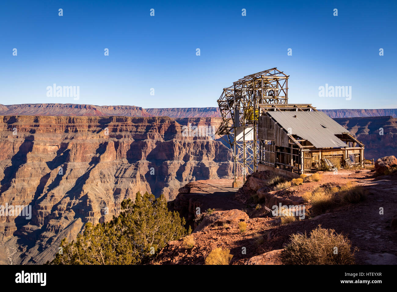 Abandoned cable aerial tramway of mine at Guano Point - Grand Canyon ...