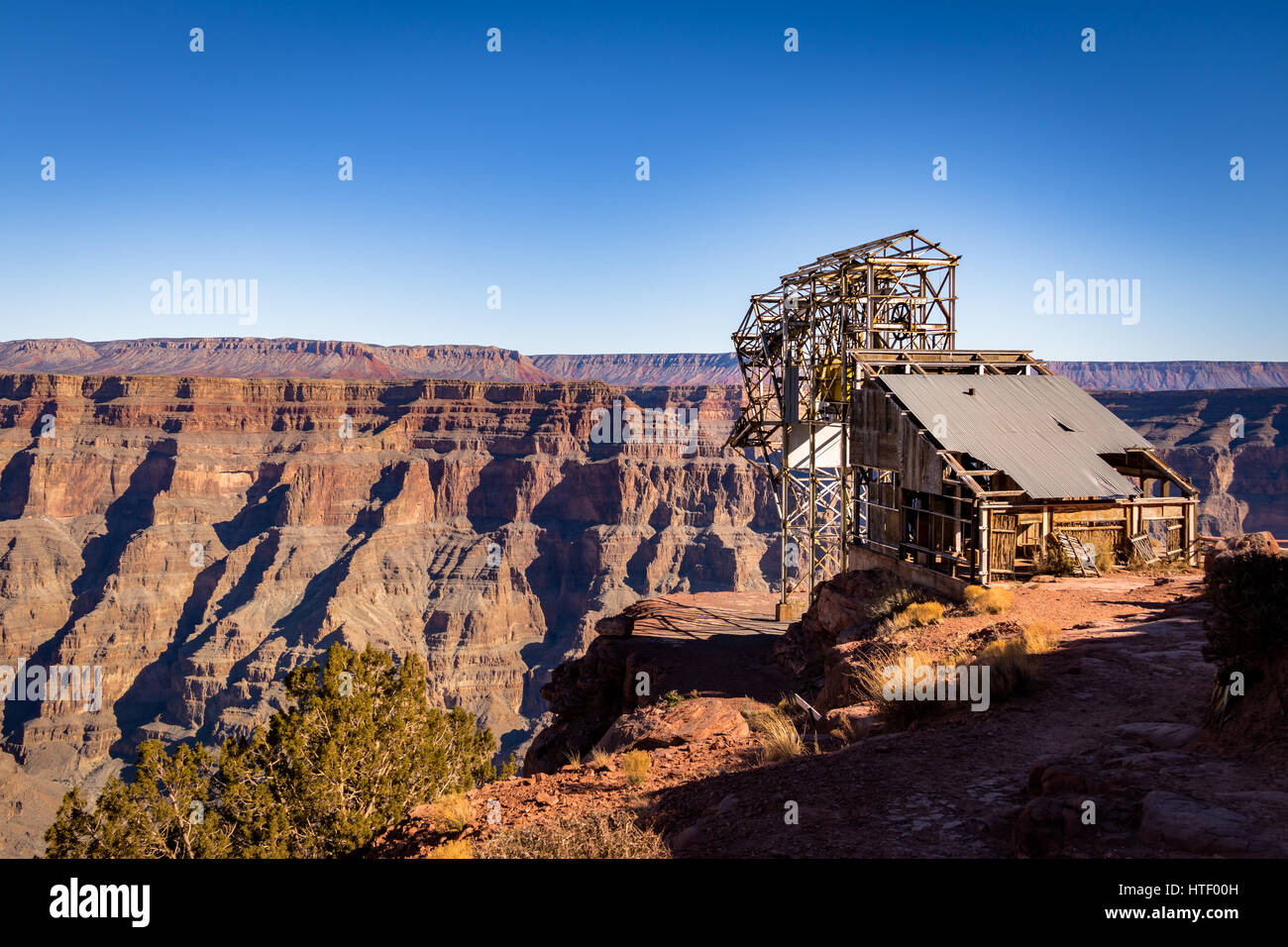 Abandoned cable aerial tramway of mine at Guano Point - Grand Canyon ...
