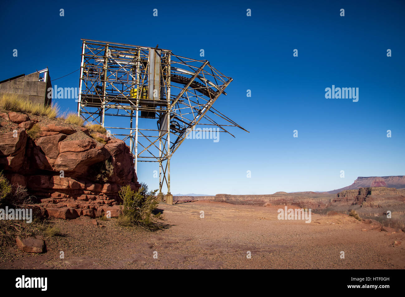 Abandoned cable aerial tramway of mine at Guano Point - Grand Canyon ...