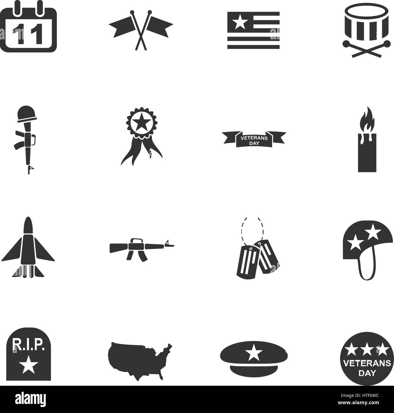 veterans day web icons for user interface design Stock Vector Image ...