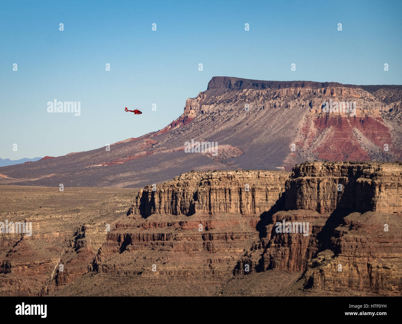 Helicopter flying over Grand Canyon West Rim - Arizona, USA Stock Photo ...