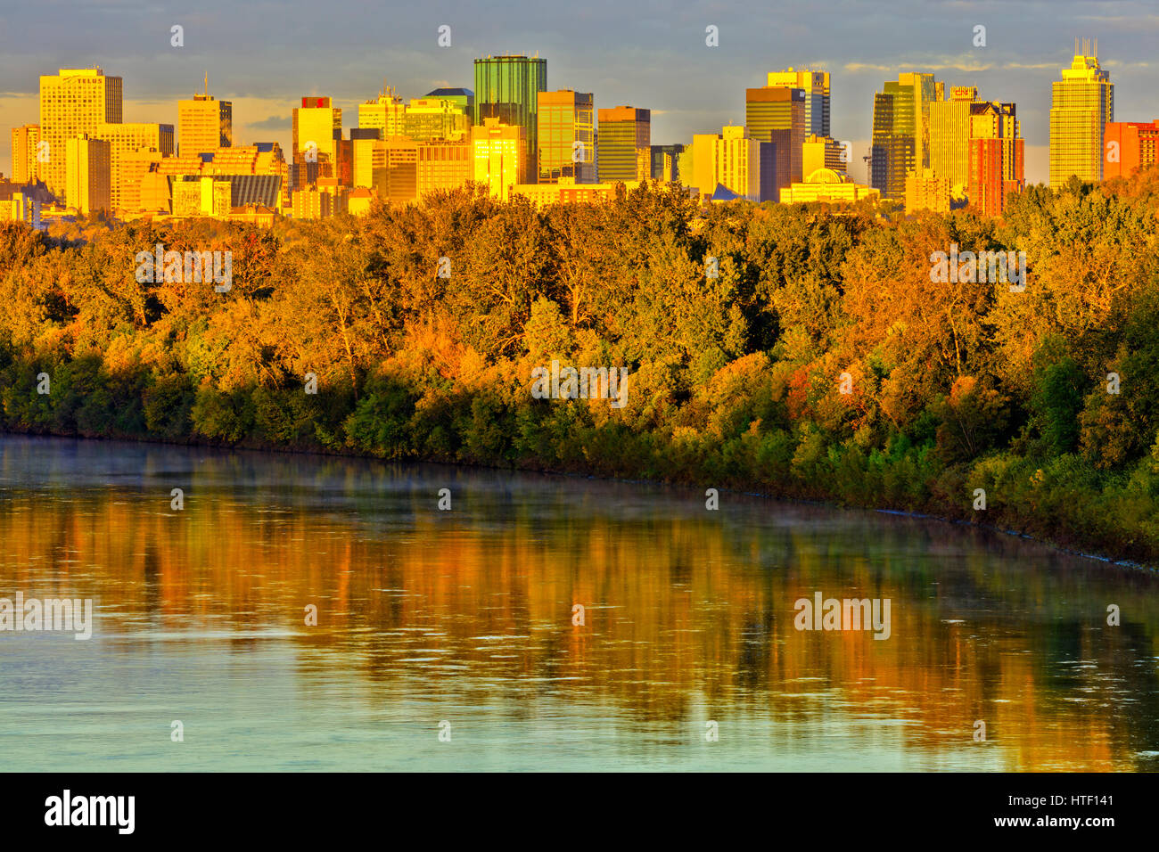 Edmonton city center and North Saskatchewan River, Edmonton Alberta ...
