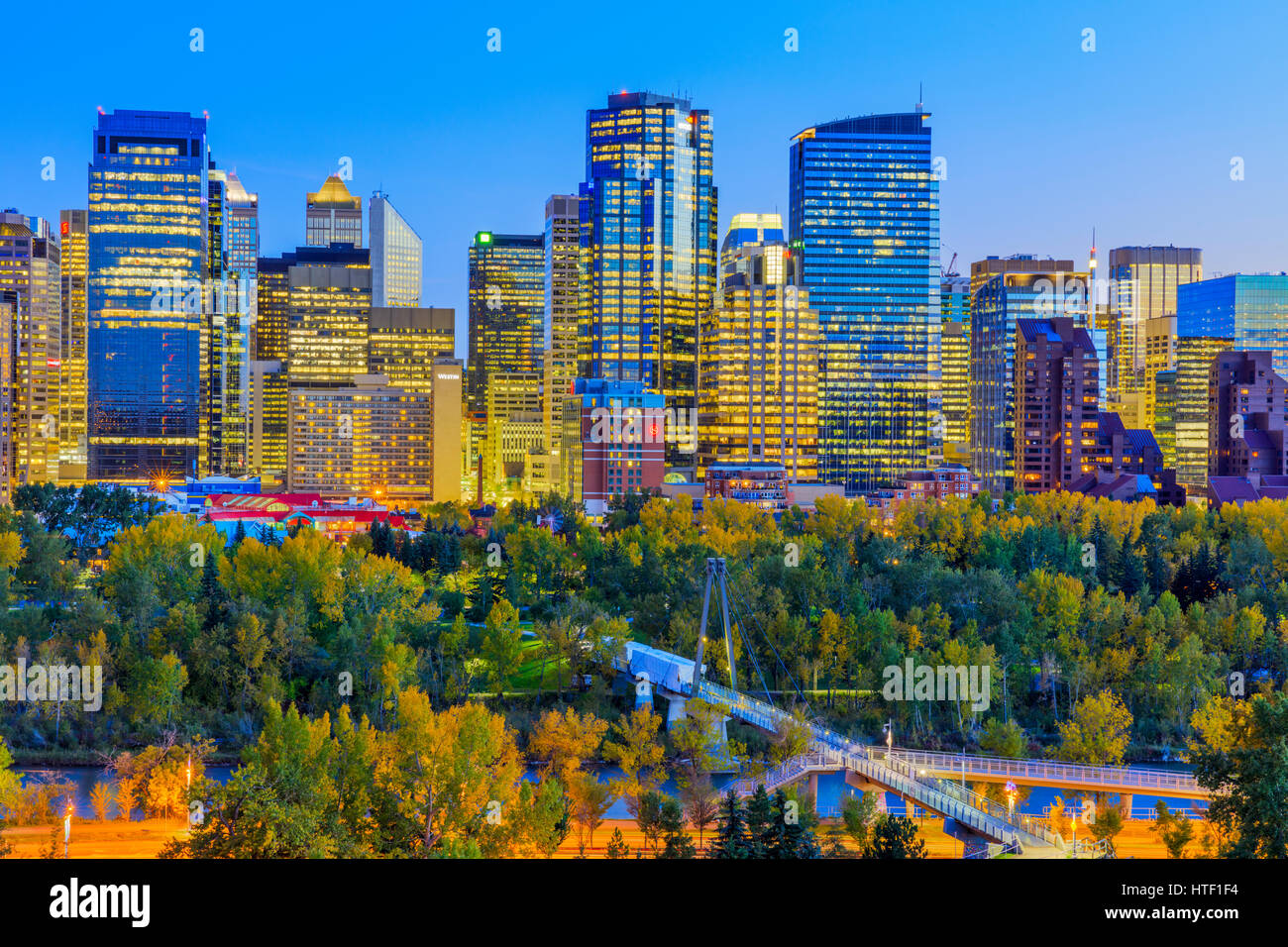 Downtown Calgary skyline at dusk, Alberta Stock Photo - Alamy