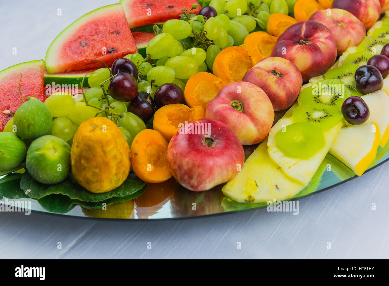 compositions of fresh fruit cut for buffets. typical summer fruits of ...