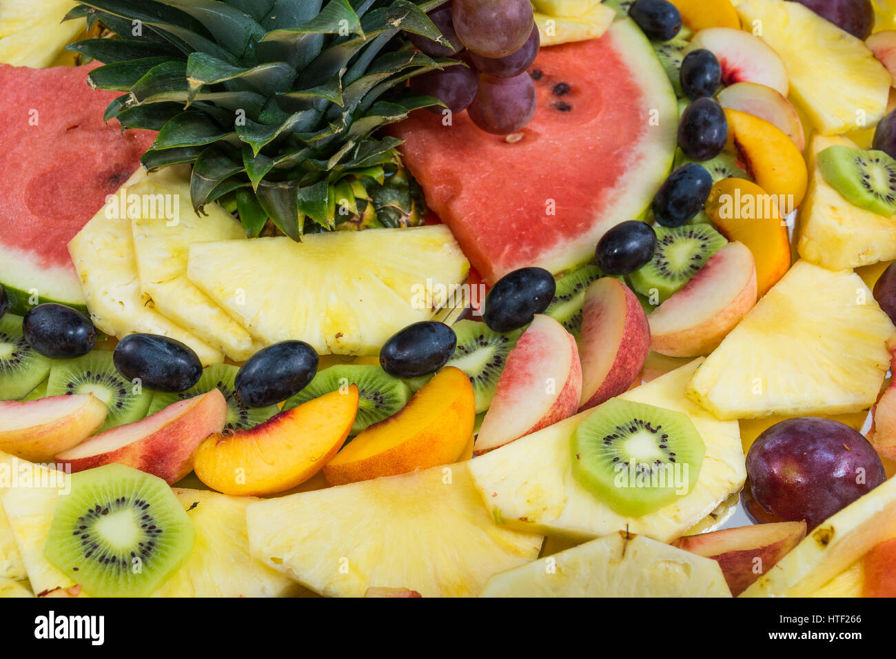 compositions of fresh fruit cut for buffets. typical summer fruits of ...