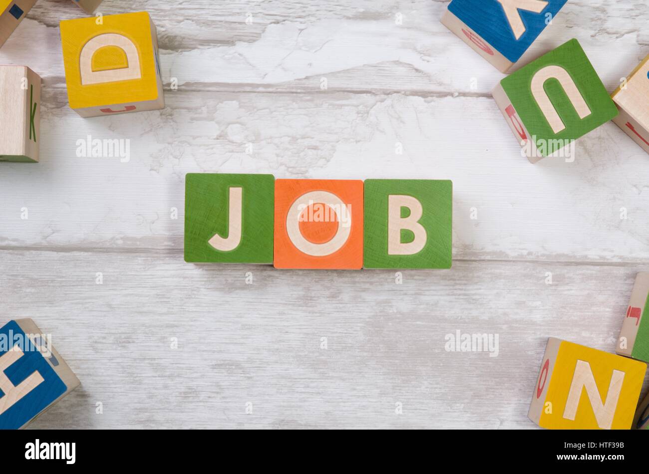 JOB word with colorful blocks. job recruitment word occupation block ...