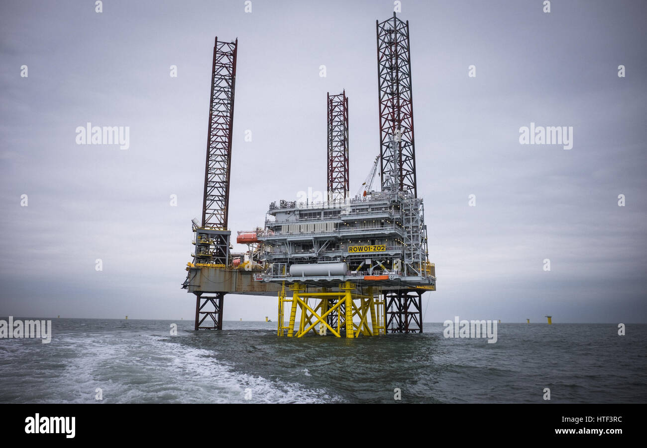 The Atlantic Amsterdam jacked up next to the first Race Bank Offshore ...