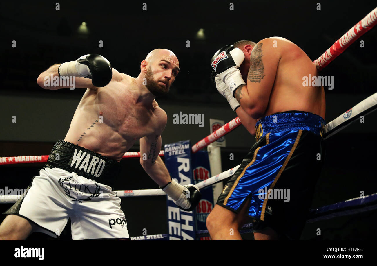 Steven Ward and Curtis Gargano during the Light-Heavyweight bout at ...