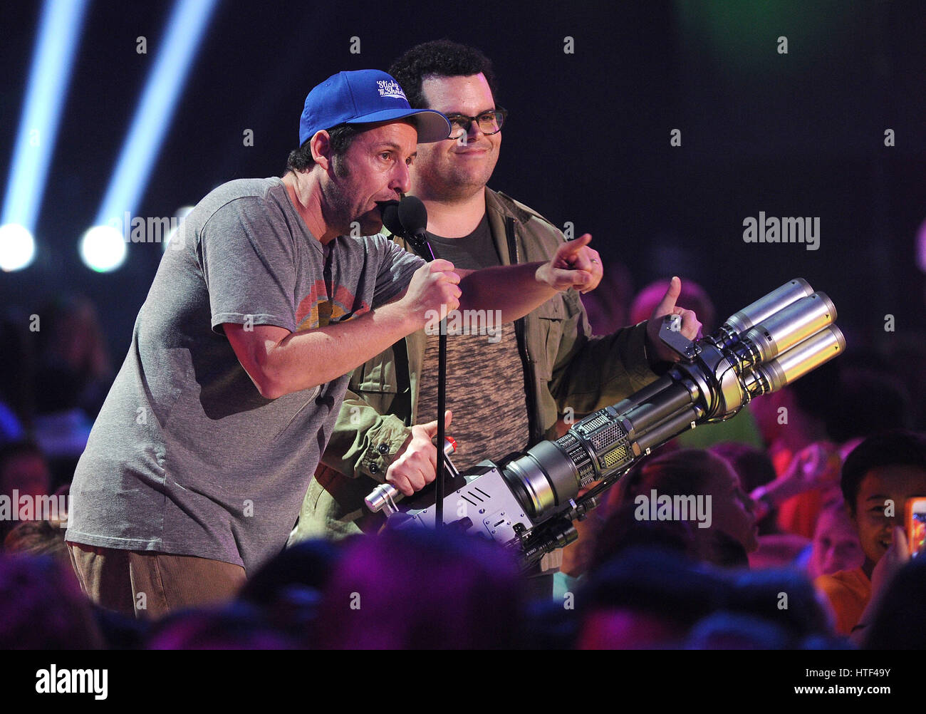 INGLEWOOD, CA - MARCH 28: Josh Gad and Adam Sandler appear on the 28th ...