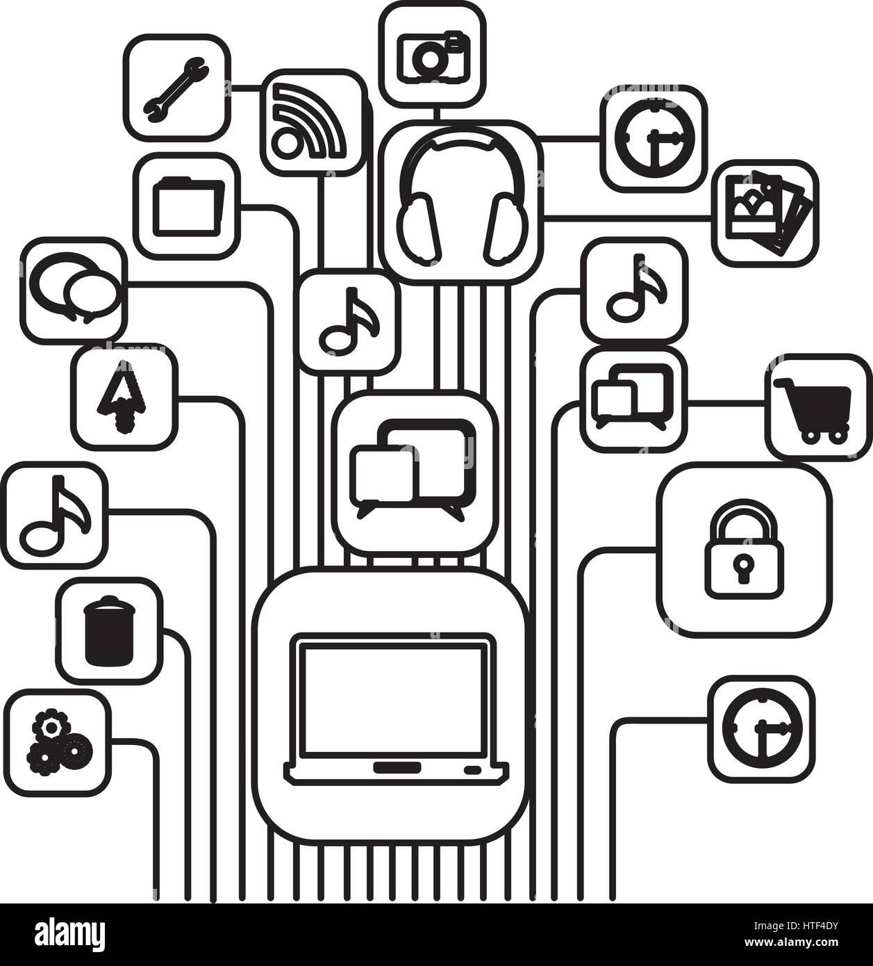 figure computer icons connections Stock Vector Image & Art - Alamy