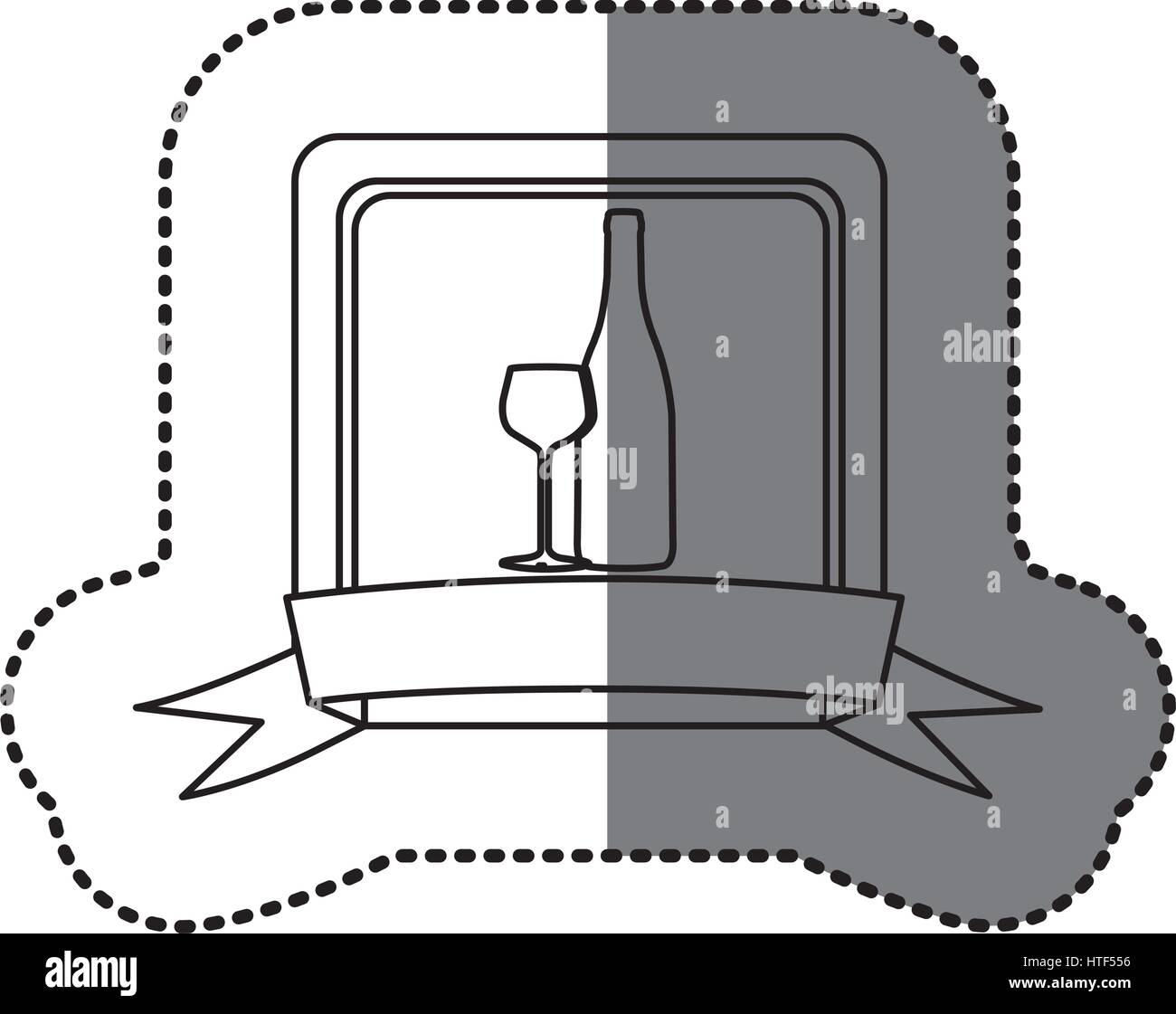 white emblem wine bottle with glass icon Stock Vector Image & Art - Alamy