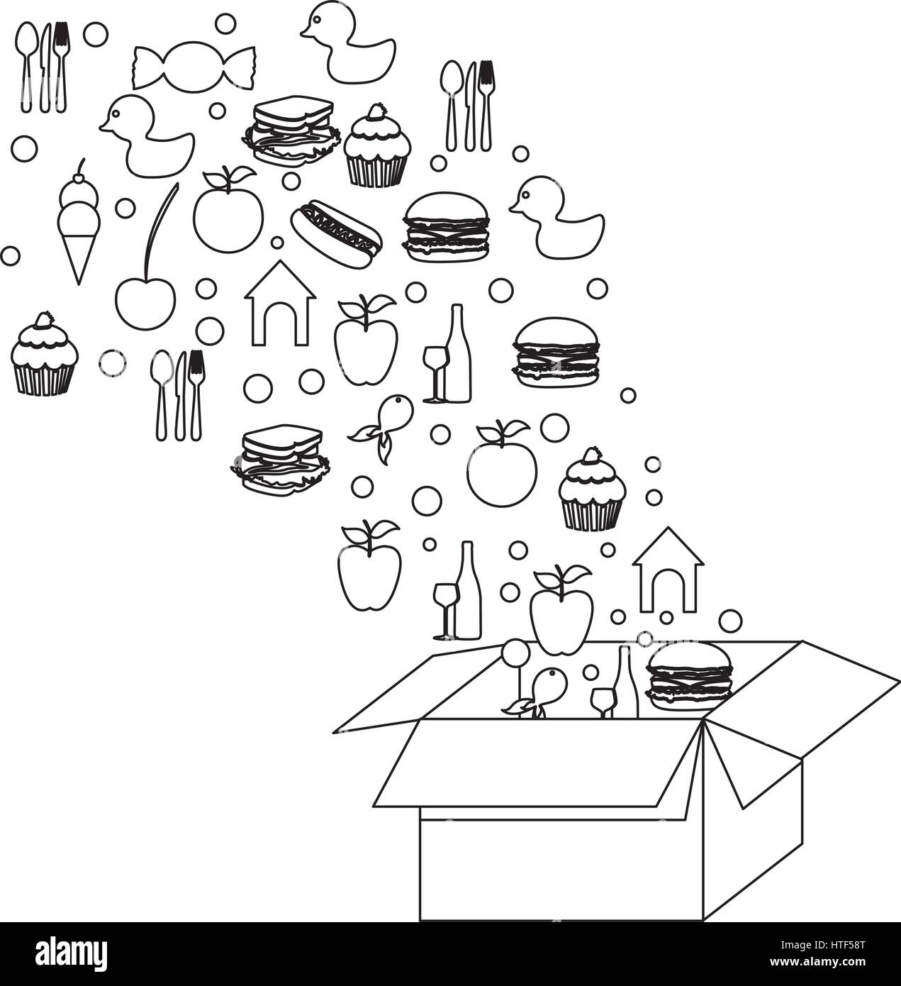 Pizza box icon flat Black and White Stock Photos & Images - Alamy