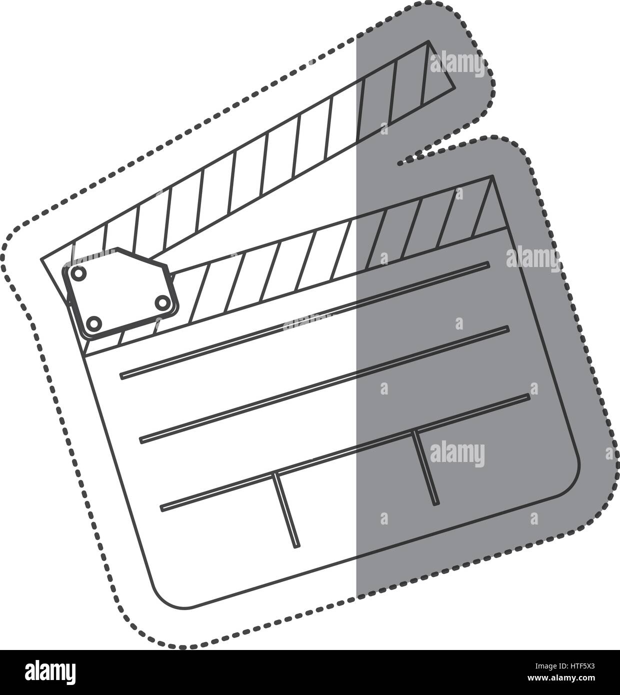 monochrome contour sticker with clapperboard cinema Stock Vector Image ...