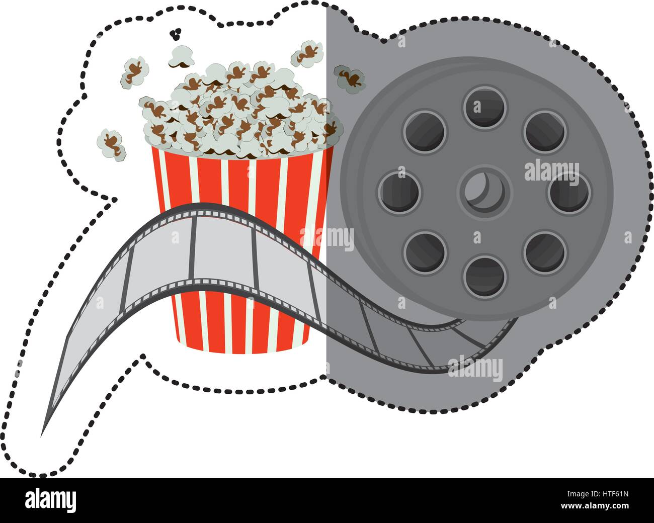 colorful sticker with cinematography movie tape and popcorn Stock ...