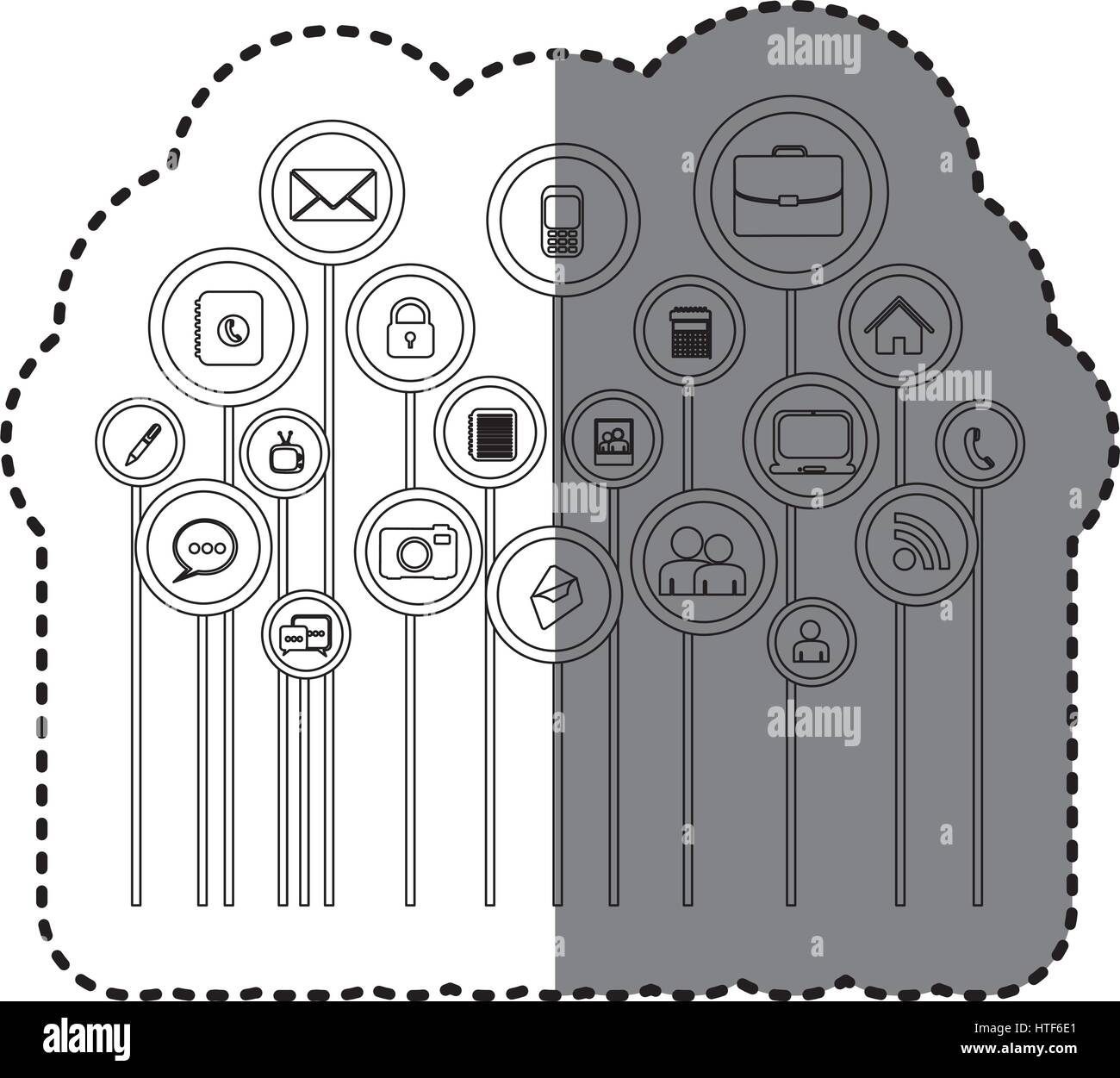 grayscale sticker with tech icons online Stock Vector Image & Art - Alamy