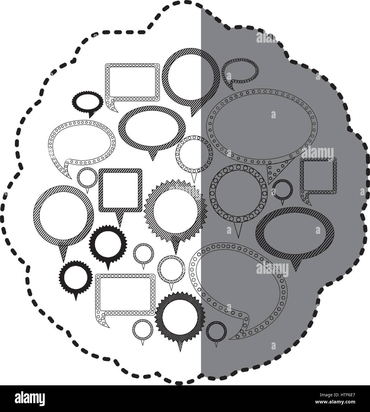 grayscale silhouette adhesive with speech bubble icons Stock Vector ...