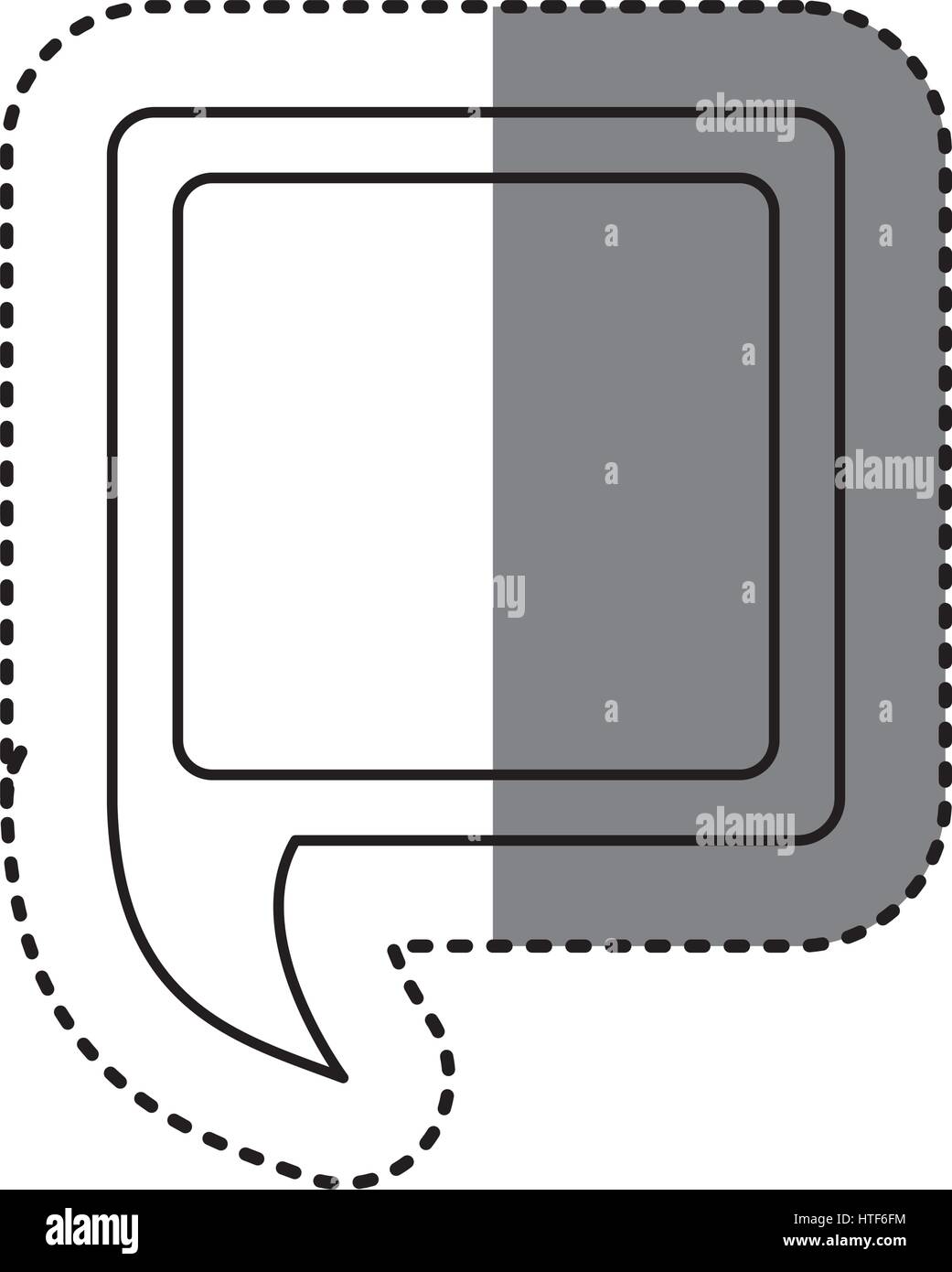 monochrome sticker of square speech with tail to left side Stock Vector ...