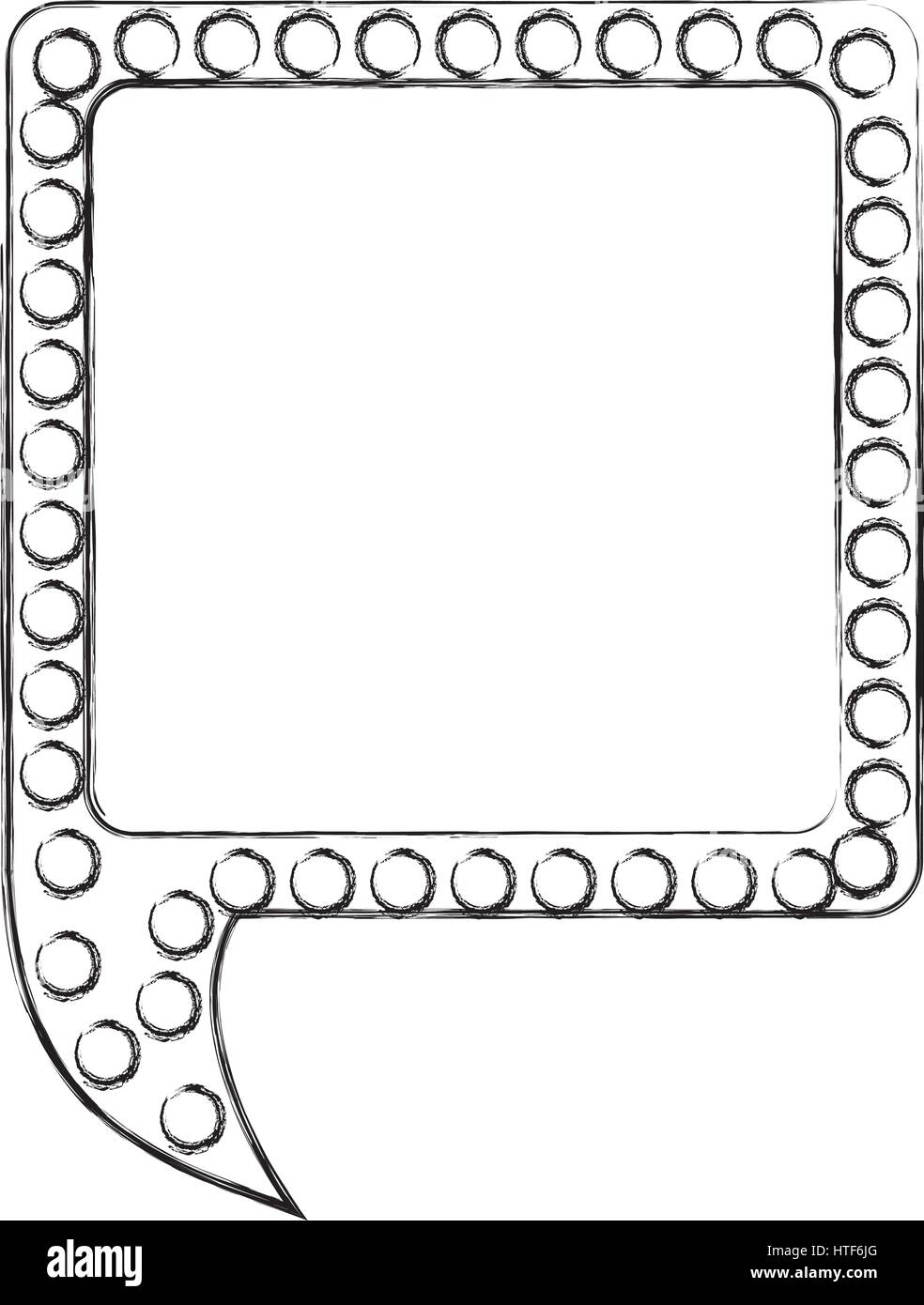 monochrome sketch of square speech with tail and contour of dots Stock ...