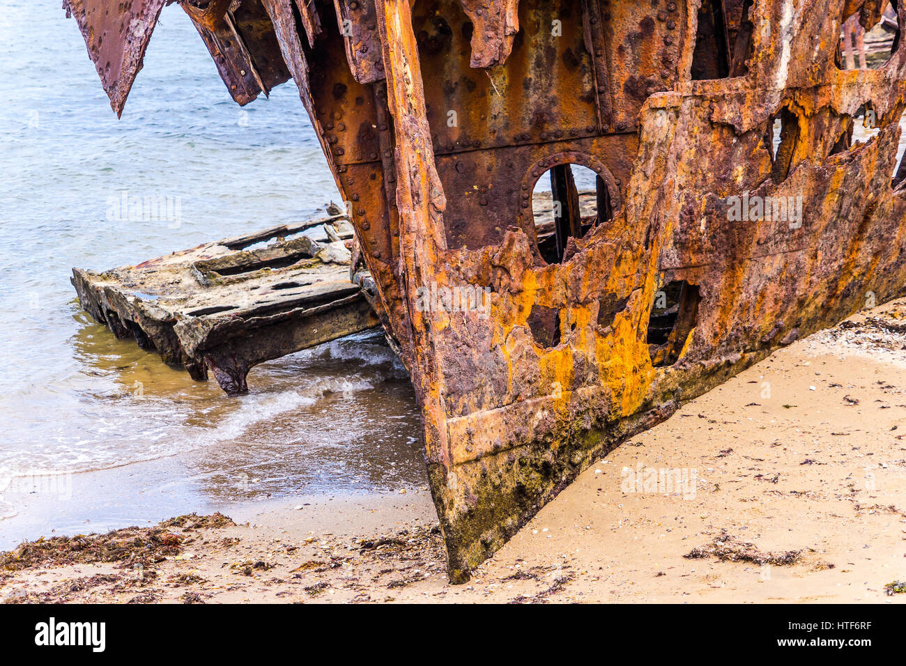HMQS shipwreck on the peninsula coastline of Redcliffe Queensland ...