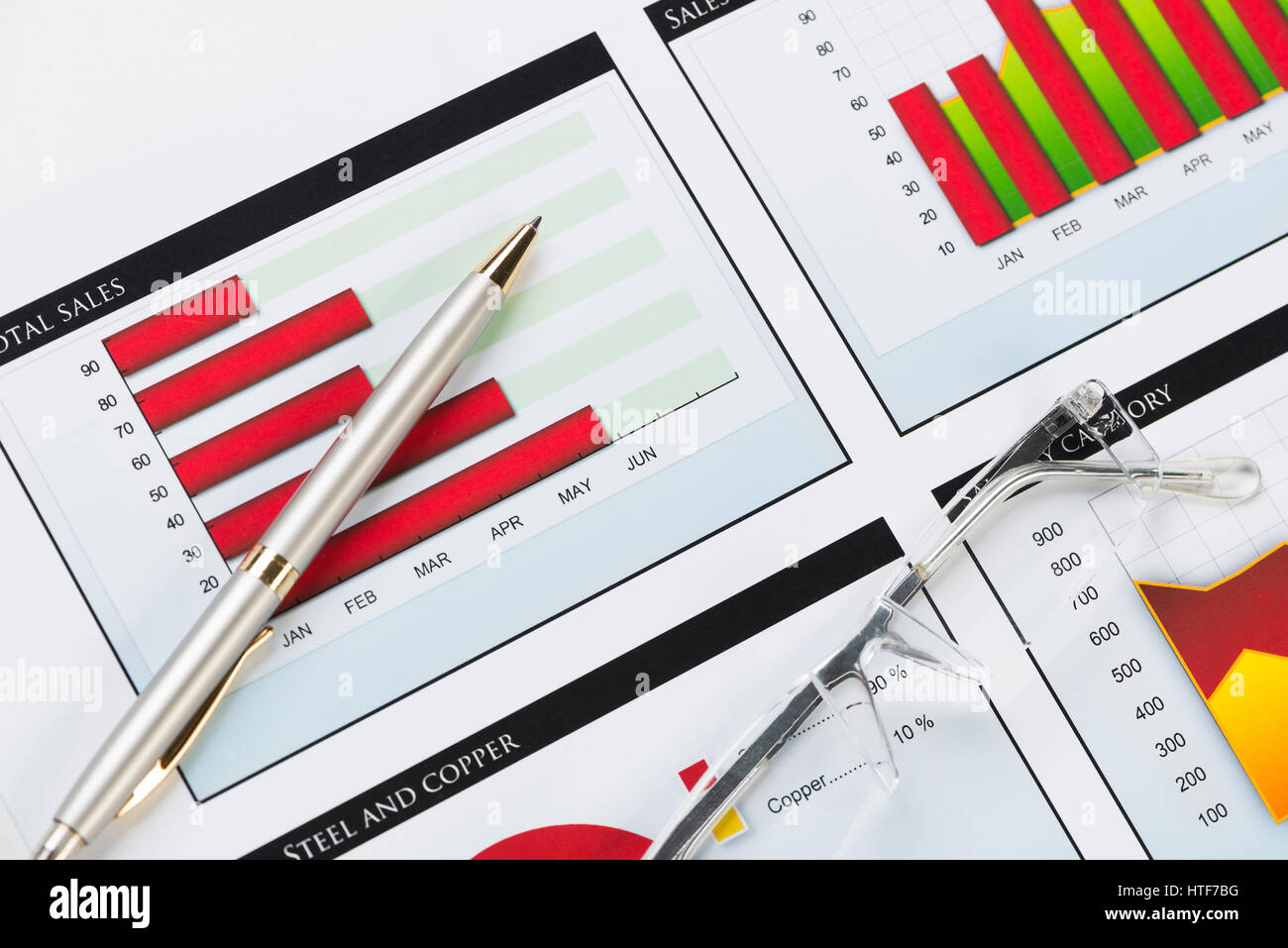 Charts and graphs of sales as symbol of successful corporate business ...